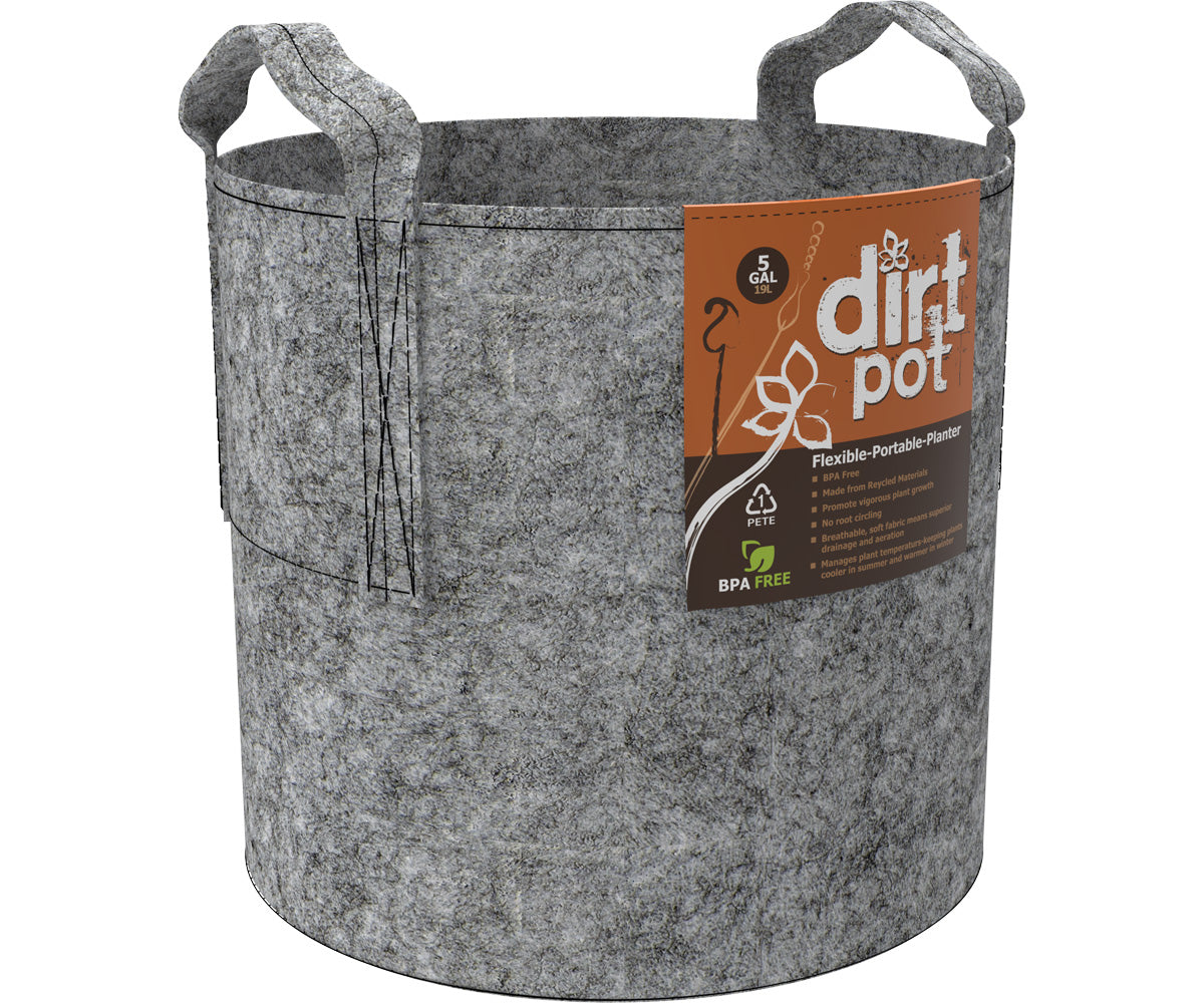 Hydrofarm Dirt Pot Flexible Portable Planter Grey with Handles ...